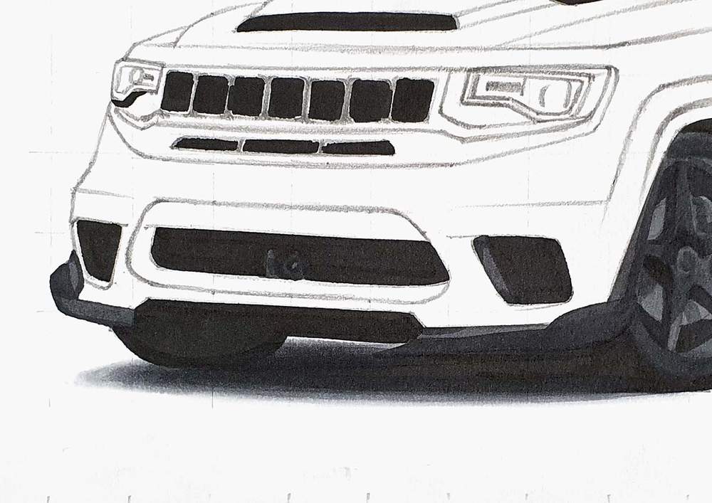 How To Draw A Jeep Grand Cherokee Trackhawk - Simple Step-By-Step Tutorial